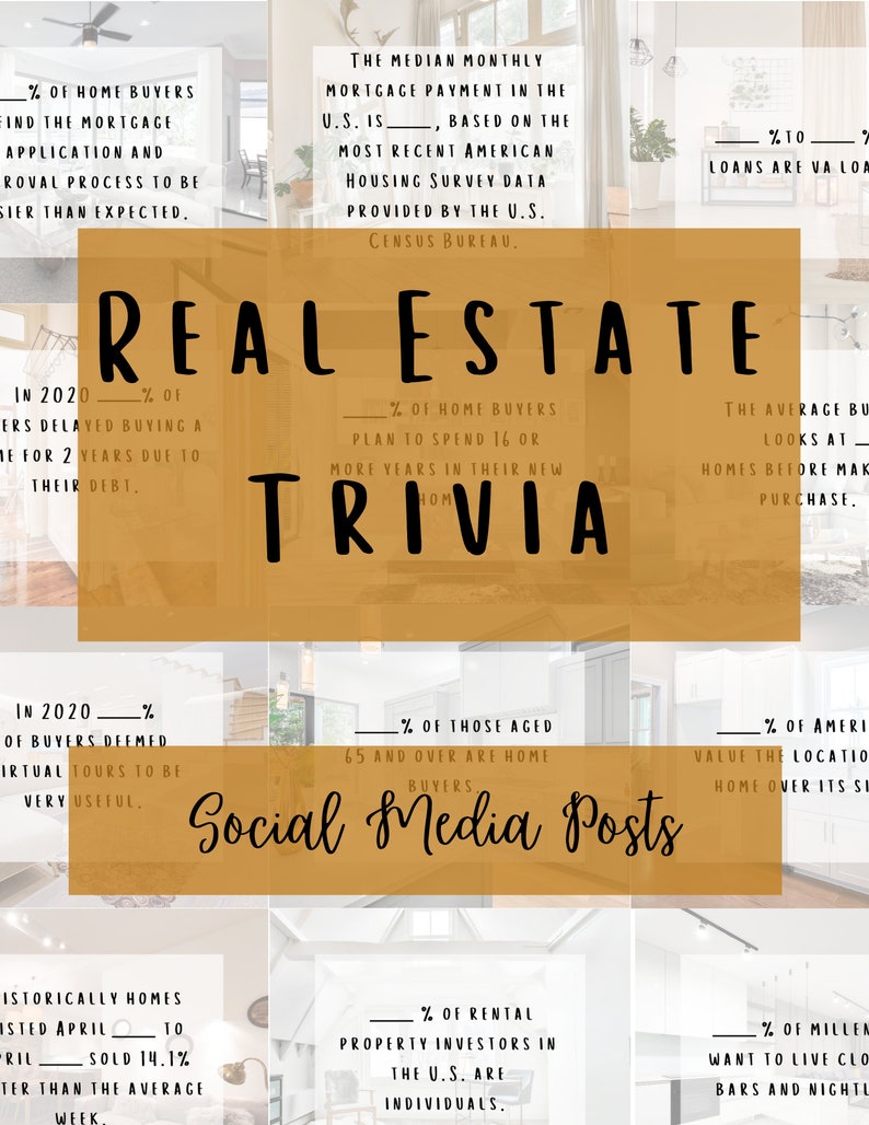 Real Estate Trivia Social Media Posts - Etsy
