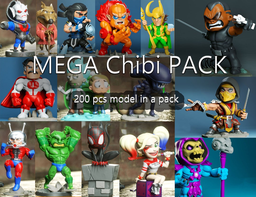 3D STL MEGA Chibi PACK 200 Pcs Models 3d Print File High - Etsy