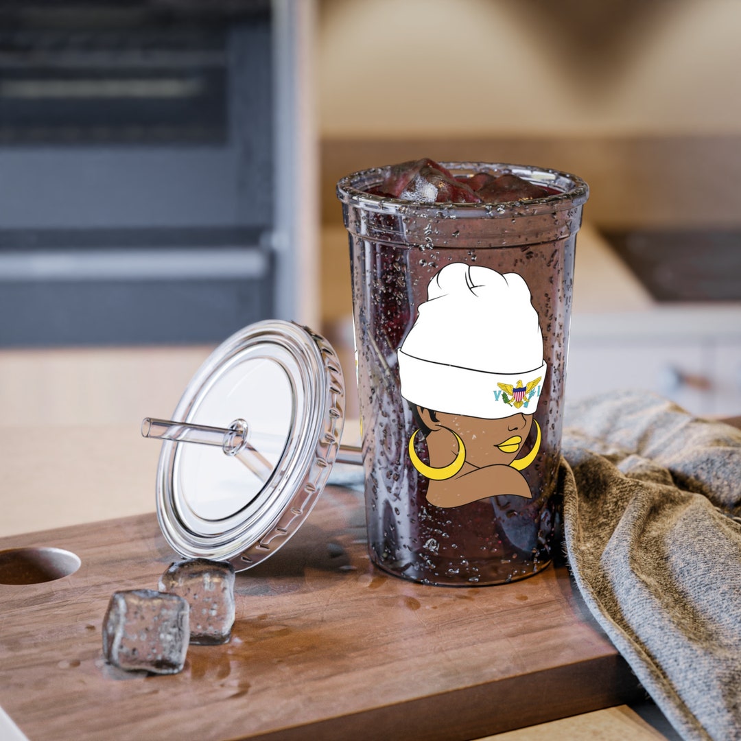 Personalized Gift for St Croix Women Virgin Island Flag Cup With Straw ...