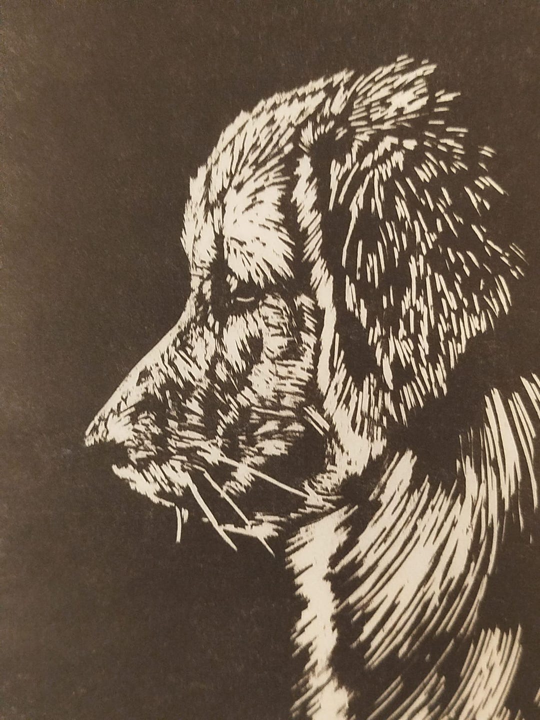 Handcrafted Dog Golden Retriever Linocut Print Unique Vintage Artwork ...
