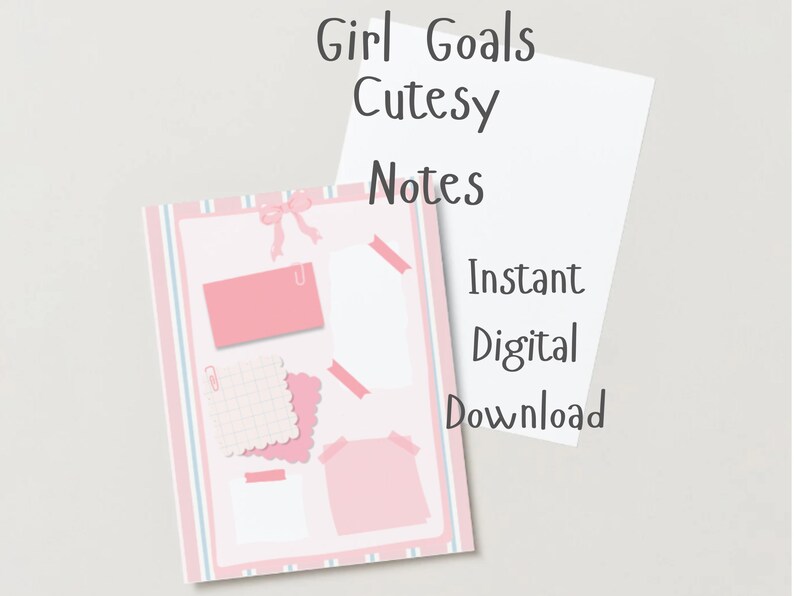 Cutesy Sticky Notes Planner for Your Girl Goals Instant Digital ...