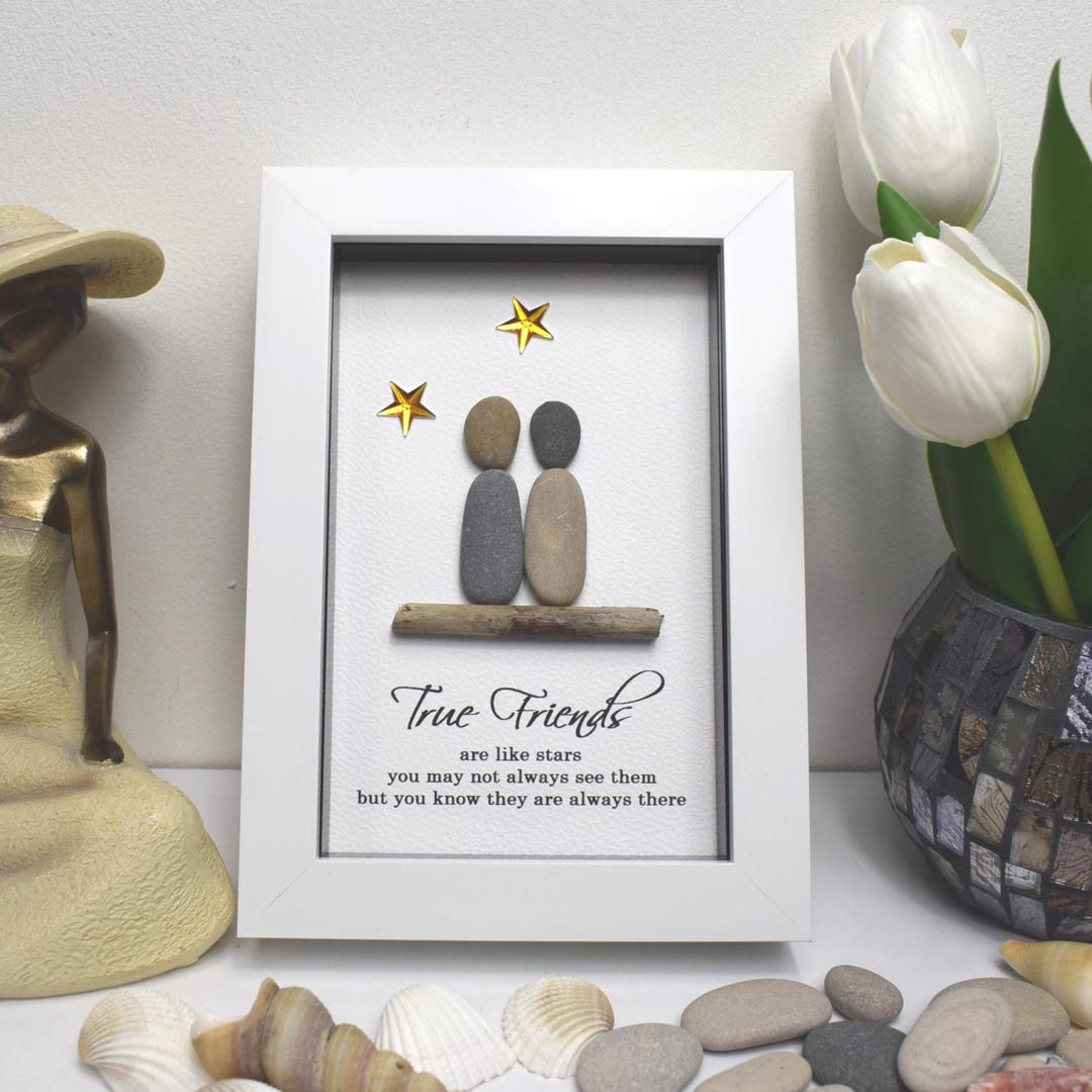 Friend Pebble Art Friendship Gift for Birthday, Handmade True Friends ...
