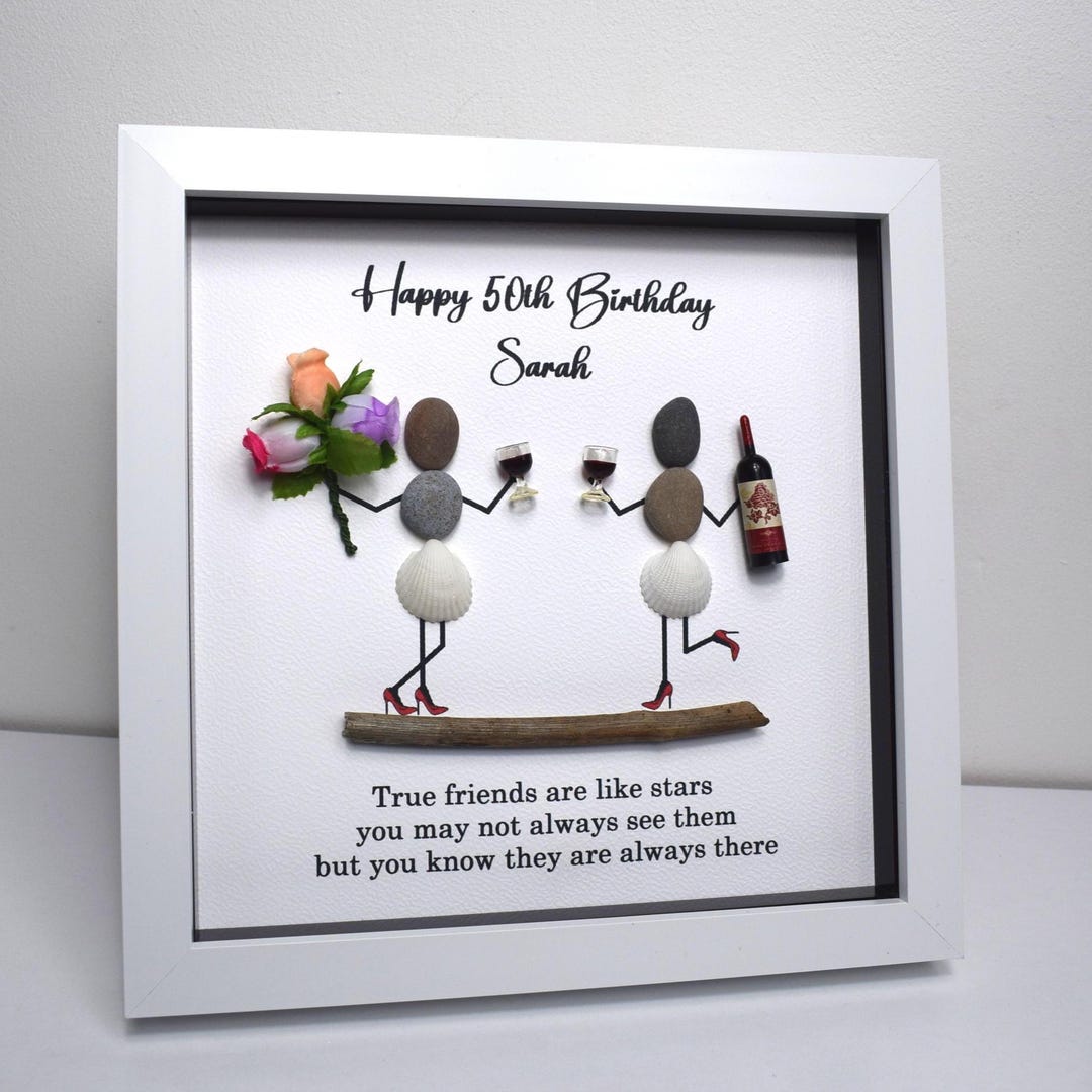 Personalised Pebble Picture Art for Women, Milestone Birthday Gift for ...