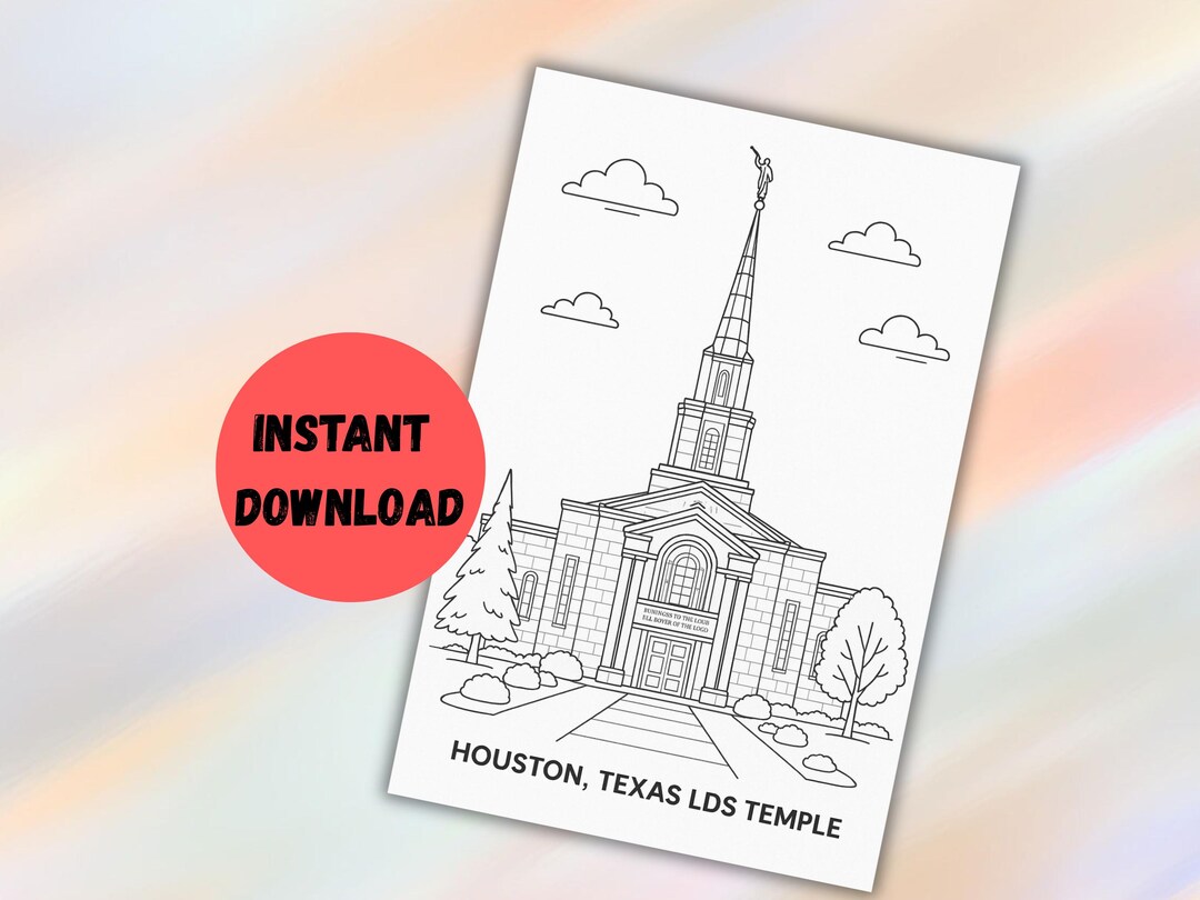 Houston, Texas LDS Temple Coloring Page-digital PRINT - Etsy
