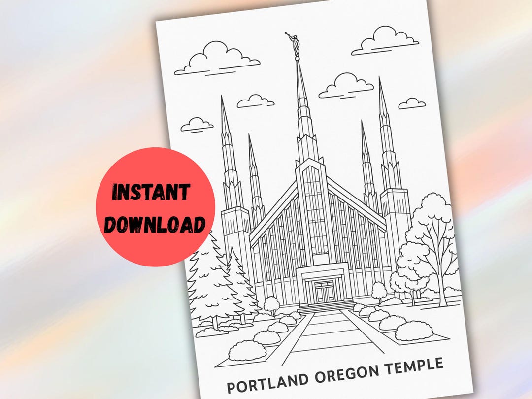 Portland, Oregon LDS Temple Coloring Page-digital PRINT - Etsy
