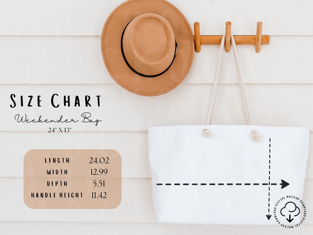 Weekender Tote Shopping Bag Size Chart SVG Mockup Sublimation - Etsy