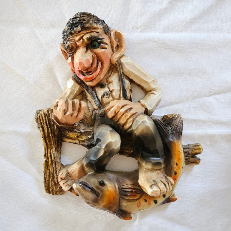 Vintage Fishing Norwegian Troll Wall Hanging Gino Manca - Etsy