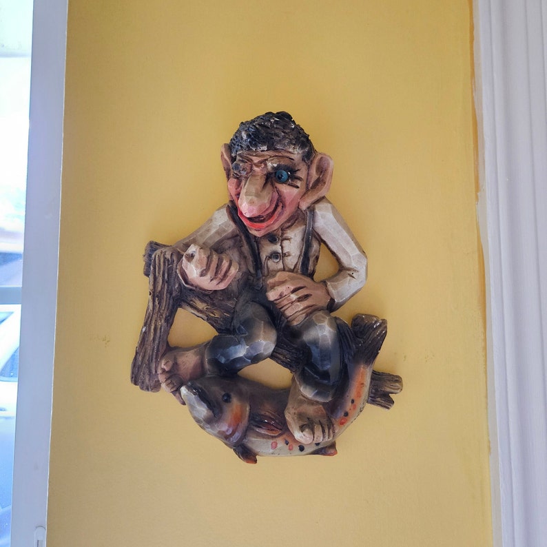 Vintage Fishing Norwegian Troll Wall Hanging - Etsy
