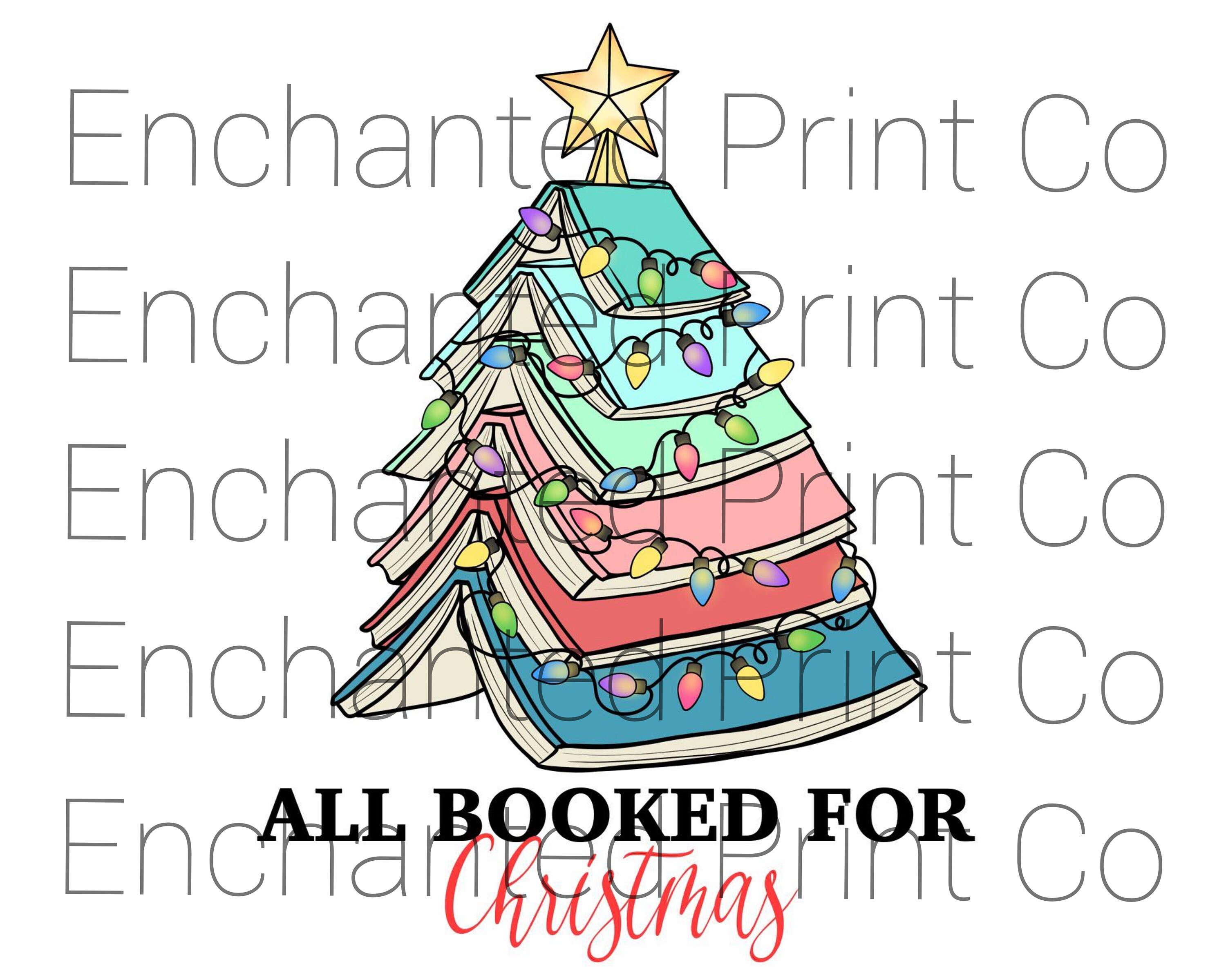 Christmas Book Tree Png, All Booked for Christmas Png, Book Lovers ...