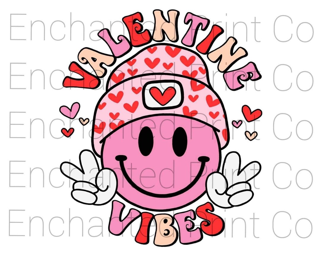 Valentine Vibes Png, Valentine’s Day PNG, Smiley Face Png, Retro ...