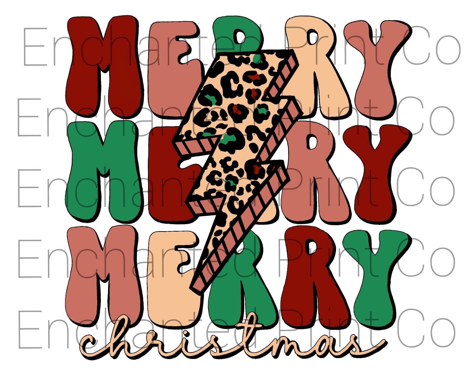 Merry Christmas Leopard Print Bolt Png, Matching Leopard Patches, Retro ...
