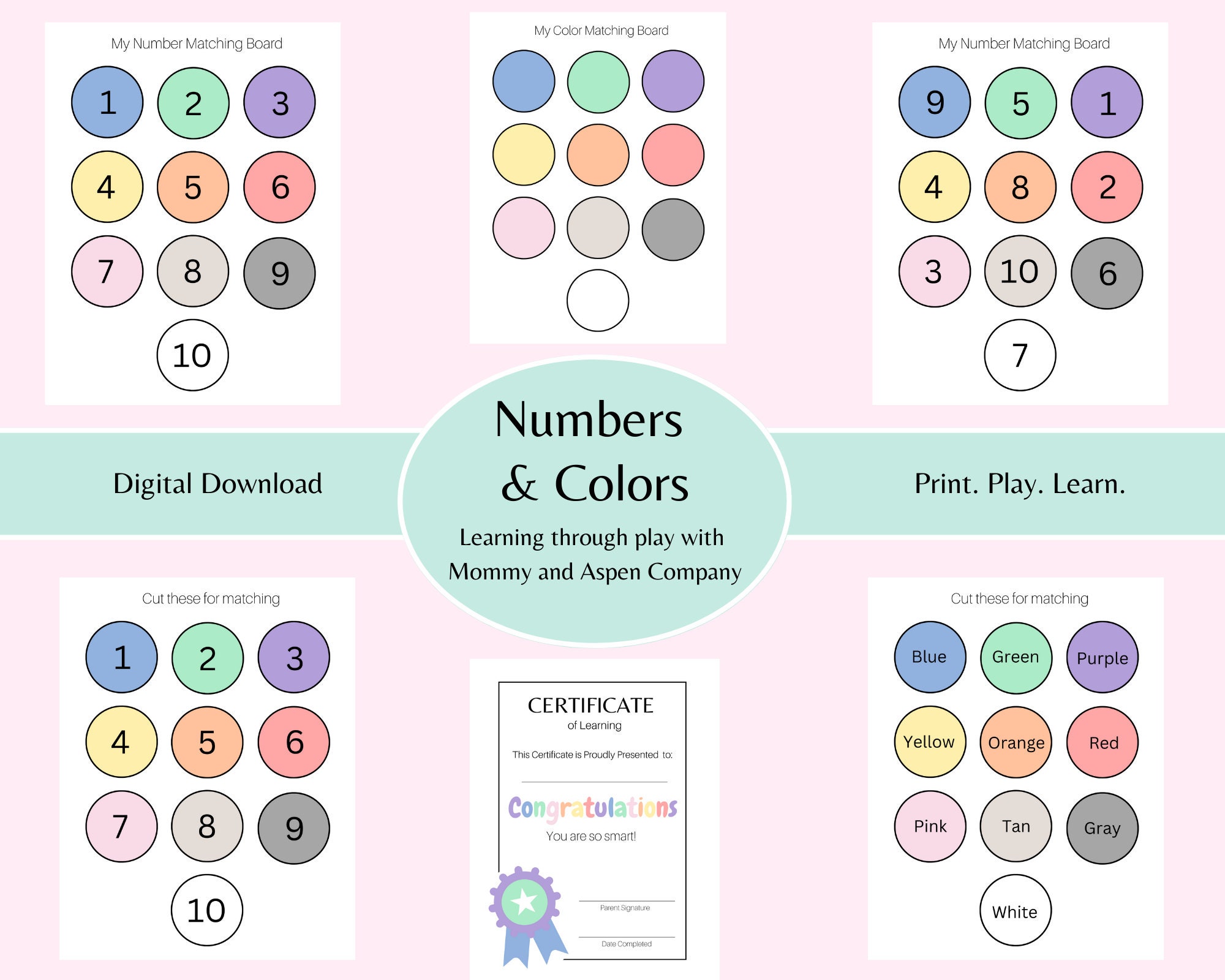 Color and Number Matching Game, Printable Worksheets Perfect for Busy ...