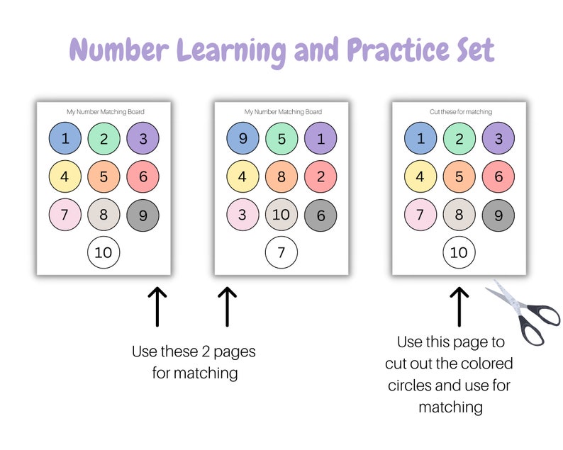 Color and Number Matching Game, Printable Worksheets Perfect for Busy ...