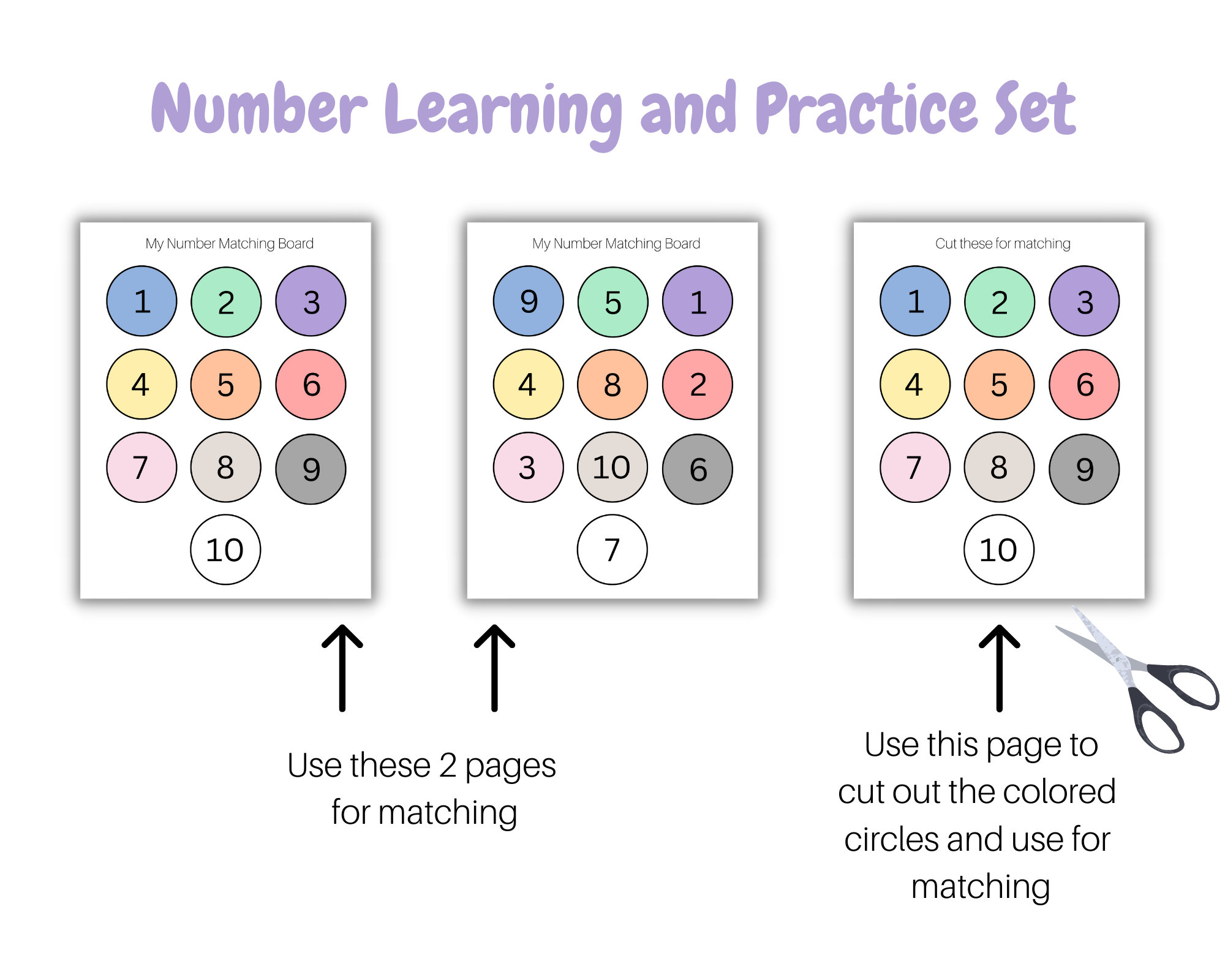 Color and Number Matching Game, Printable Worksheets Perfect for Busy ...