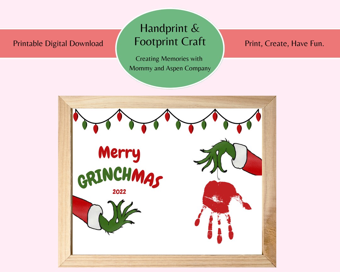 Merry Grinchmas Christmas Handprint and Footprint Printable - Etsy