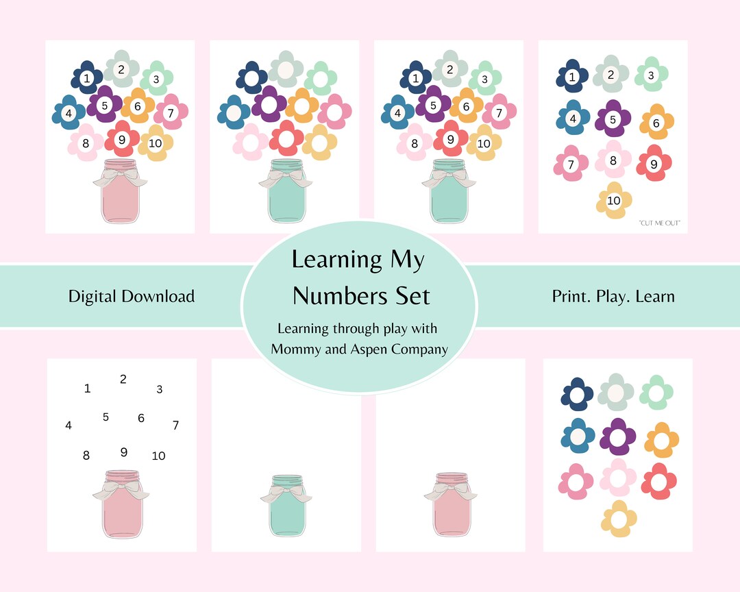 Flower Mason Jar Number Matching Game. Perfect for Busy Binder, Busy ...