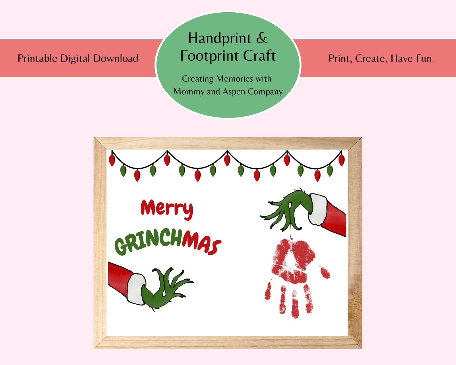 Merry Grinchmas Christmas Handprint and Footprint Printable Digital ...