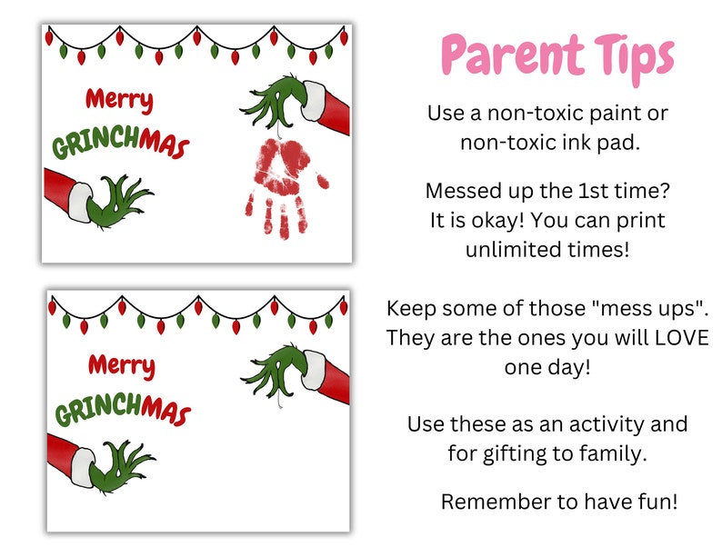 Merry Grinchmas Christmas Handprint and Footprint Printable Digital ...
