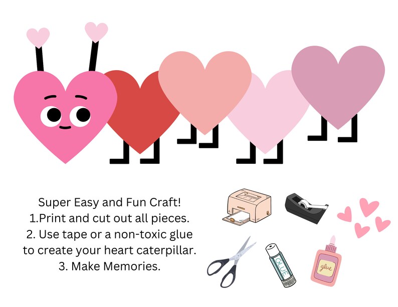 Heart Caterpillar Art Craft / DIY Valentine's Day Craft / Kids Baby ...