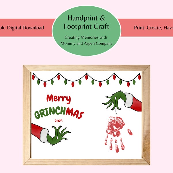 Merry Grinchmas Christmas Handprint and Footprint Printable Digital ...