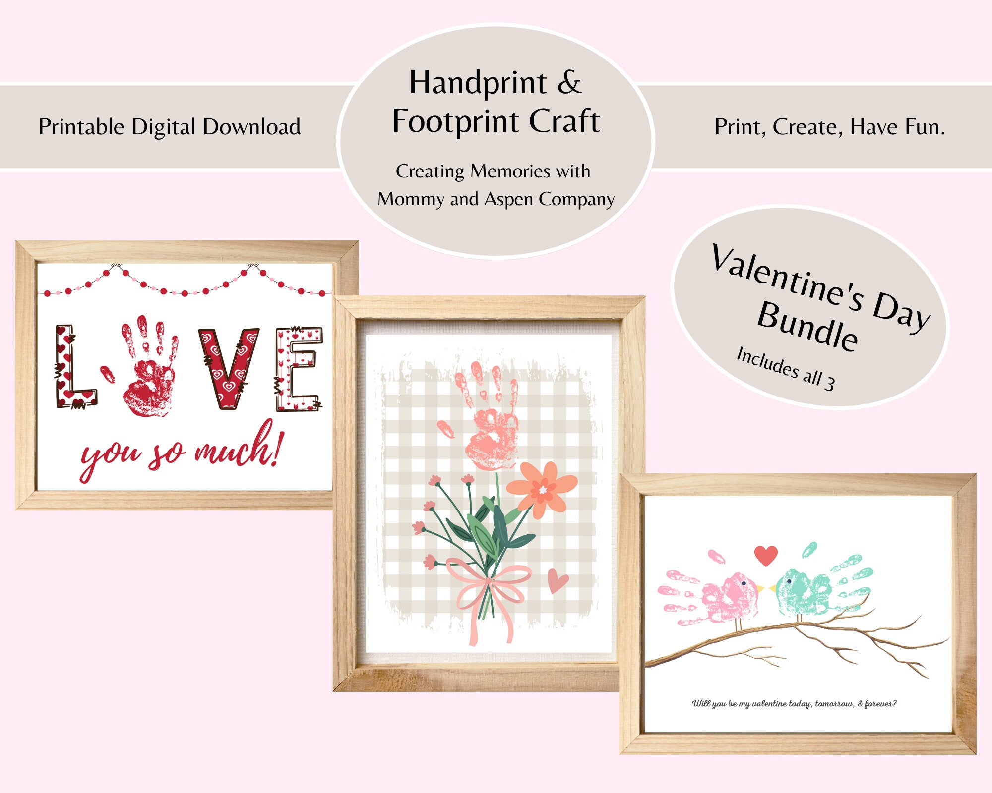Valentine's Day Handprint and Footprint / Craft Art Bundle / Flower ...