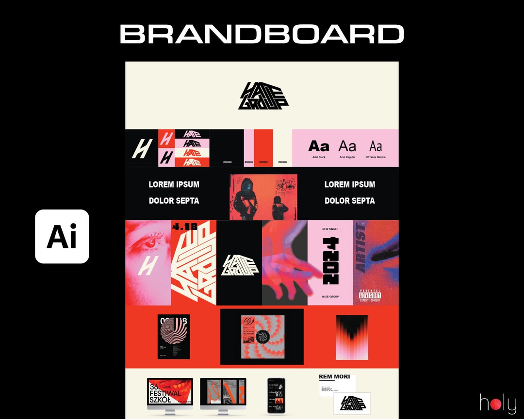 BRANDBOARD | POP-PUNK Branding Style Guide Illustrator Template / Brand ...