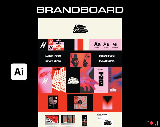 BRANDBOARD | POP-PUNK Branding Style Guide Illustrator Template / Brand ...