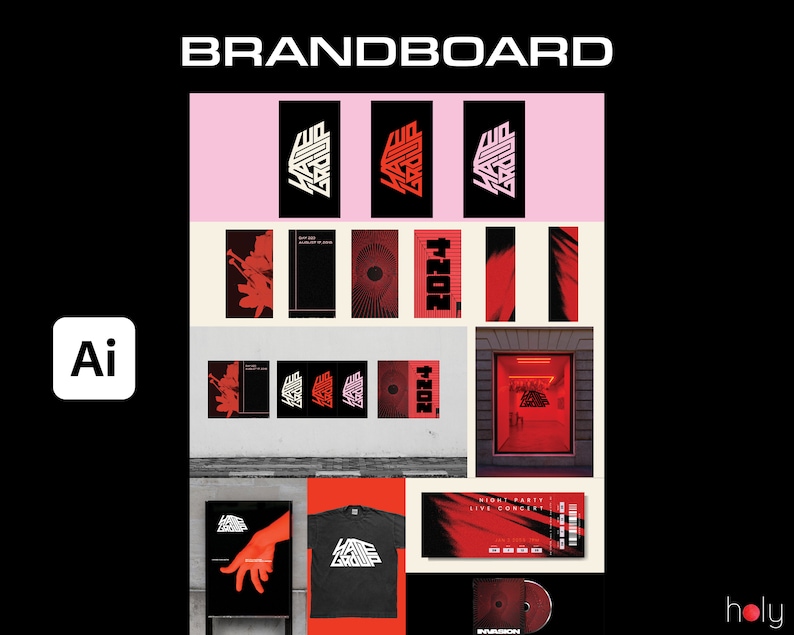 BRANDBOARD | POP-PUNK Branding Style Guide Illustrator Template / Brand ...