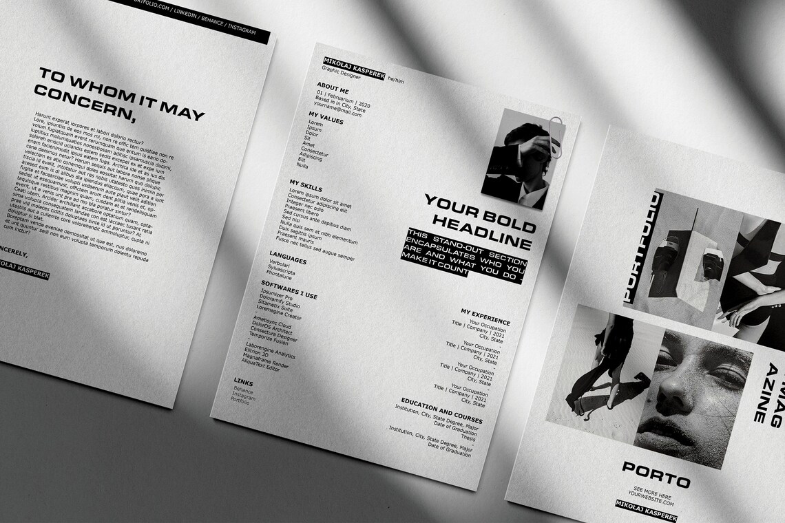 2023 Modern Resume Template for Indesign, Word & PDF | Minimalist ATS ...
