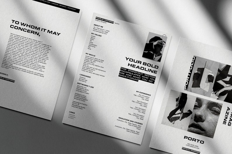 2023 Modern Resume Template for Indesign, Word & PDF | Minimalist ATS ...