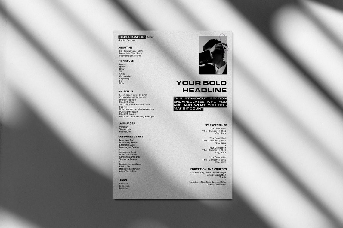 2023 Modern Resume Template for Indesign, Word & PDF | Minimalist ATS ...