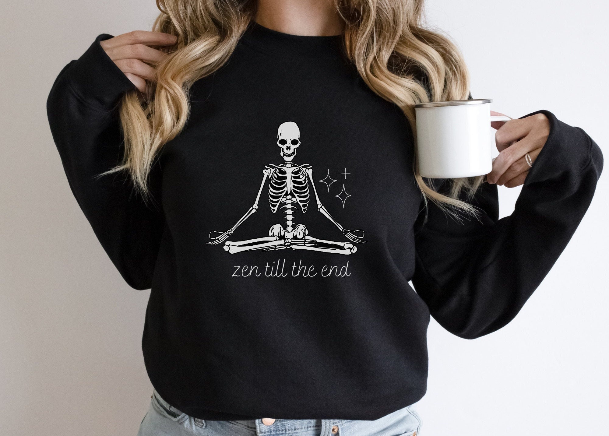 Skeleton Sweatshirt Skeleton Skeleton Meditating Meditation - Etsy