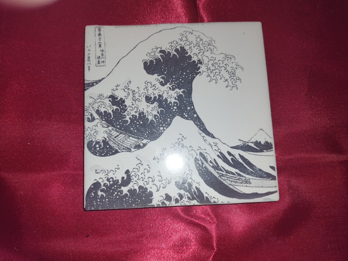 Laser Etched Tiles the Great Wave Great Art Etched on - Etsy