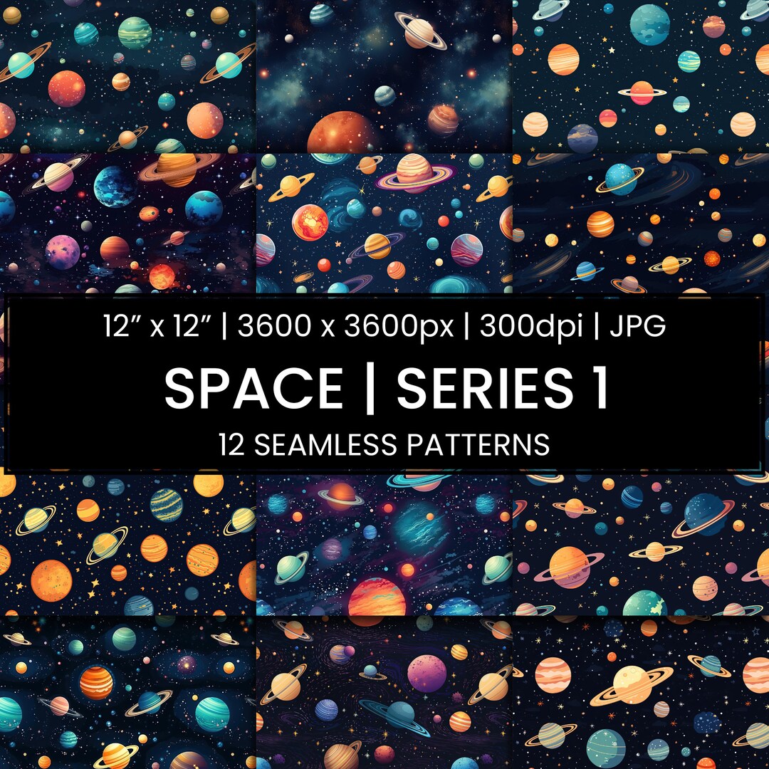 Seamless Space Patterns pack of 12 - Etsy