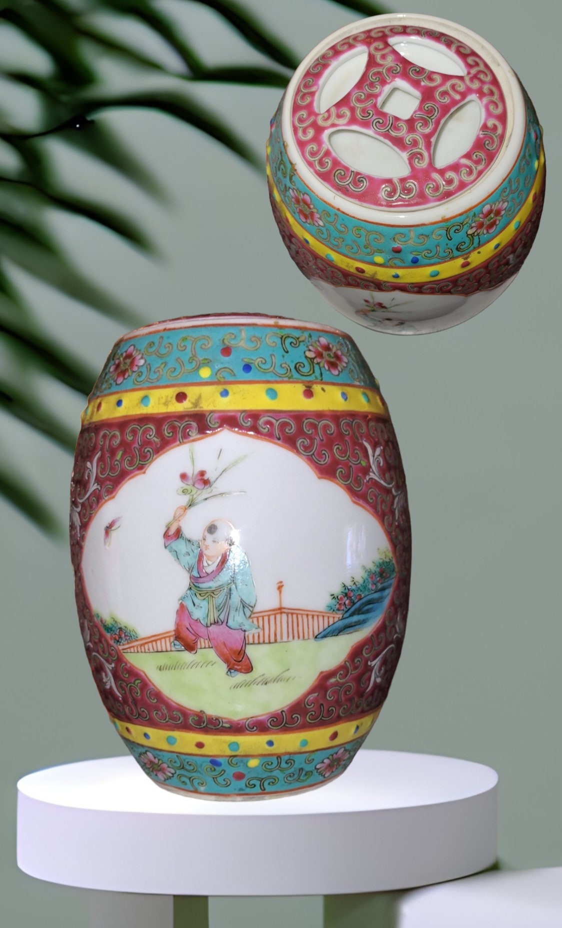 Vintage Chinese Ginger Jar, Chinese Marking on Bottom, Geisha Vase ...