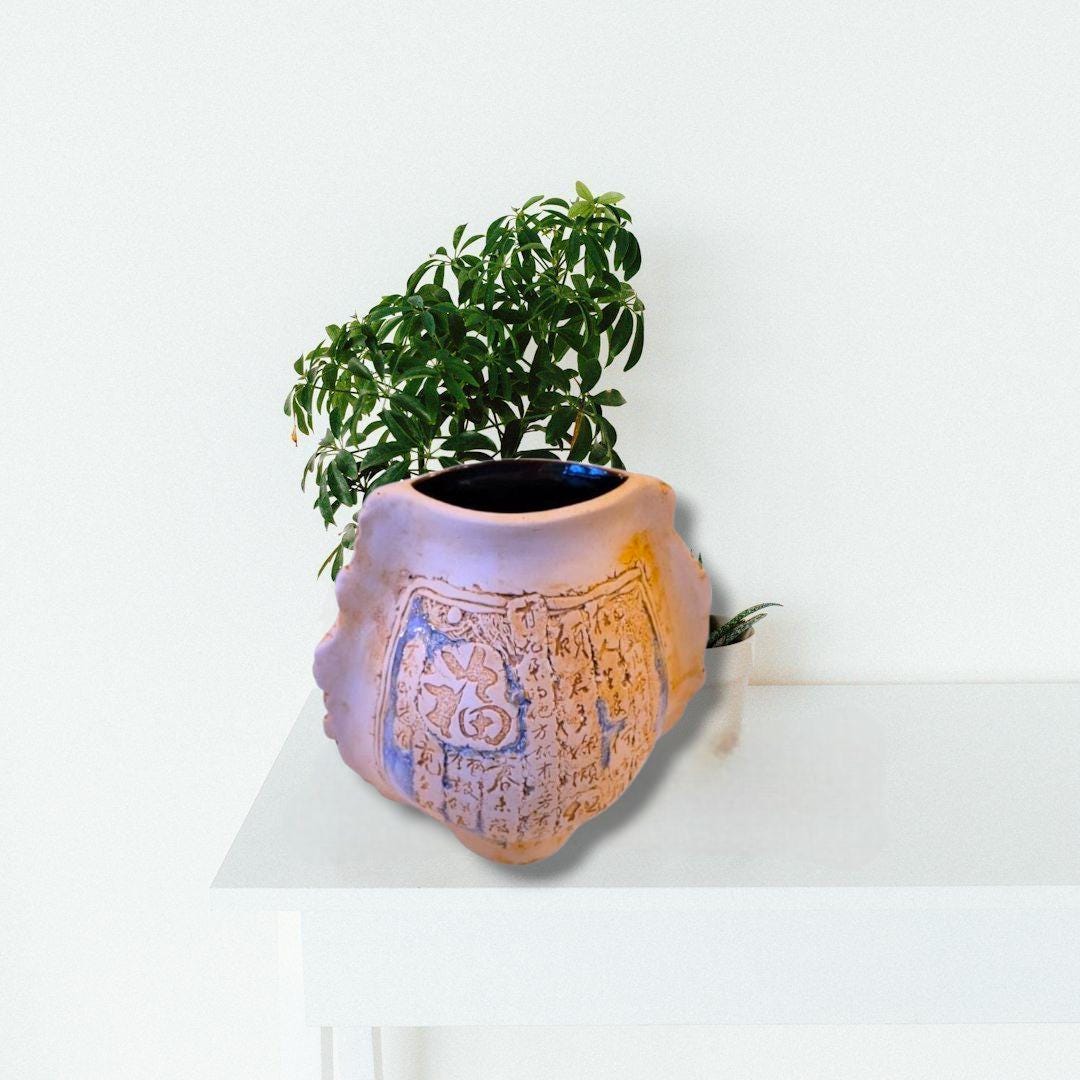 Tenmoku Pottery Vase With Blue Crackling, Exclusively Designed for ...