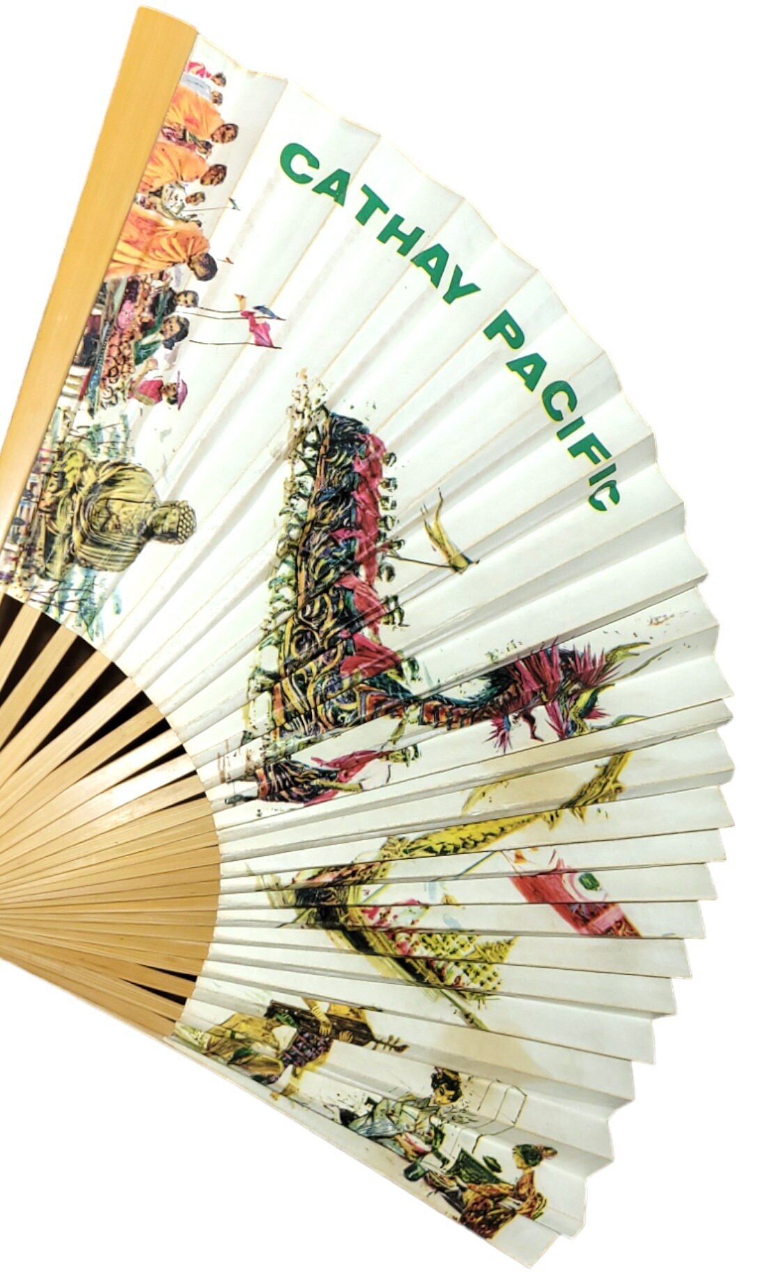 Vintage Cathay Pacific Airlines Bamboo Fan 1960s, Vintage Bamboo Fan ...