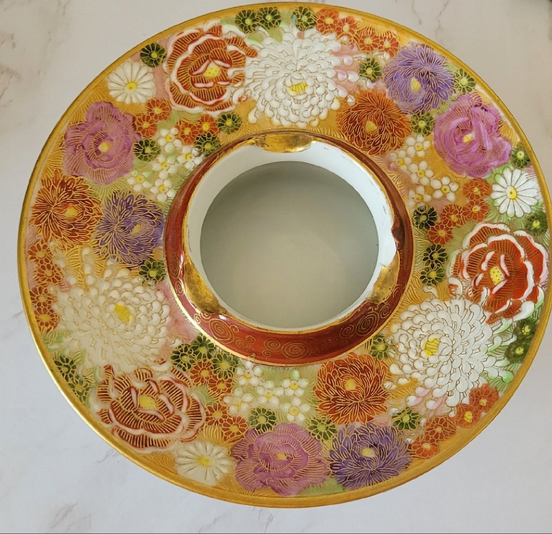 Vintage Kutani Ashtray With Gold and Floral Pattern, Wildflowers Dish ...