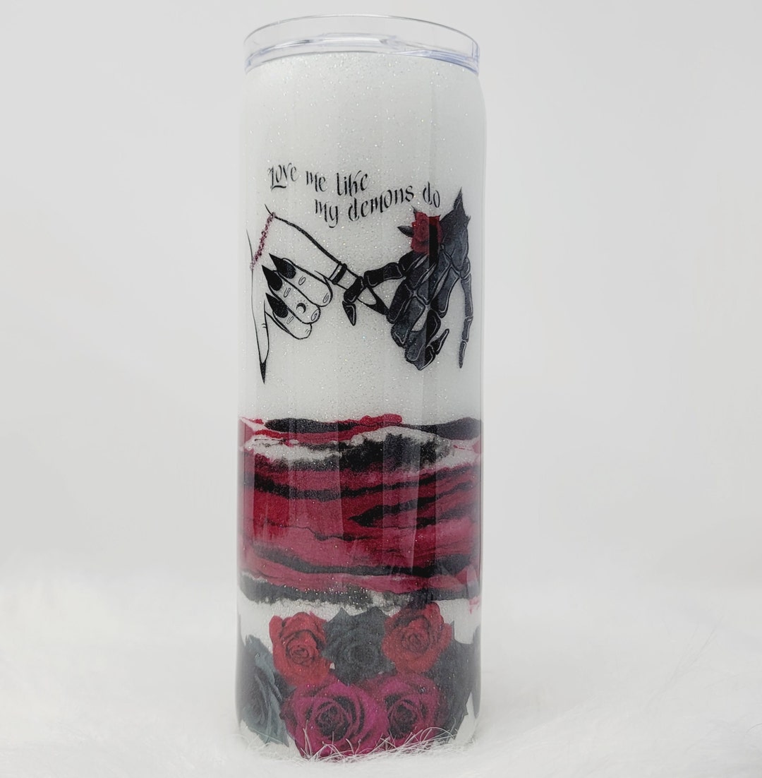 Love Me Like My Demons Do, Burgandy and Black Mica Swirls, Roses - Etsy