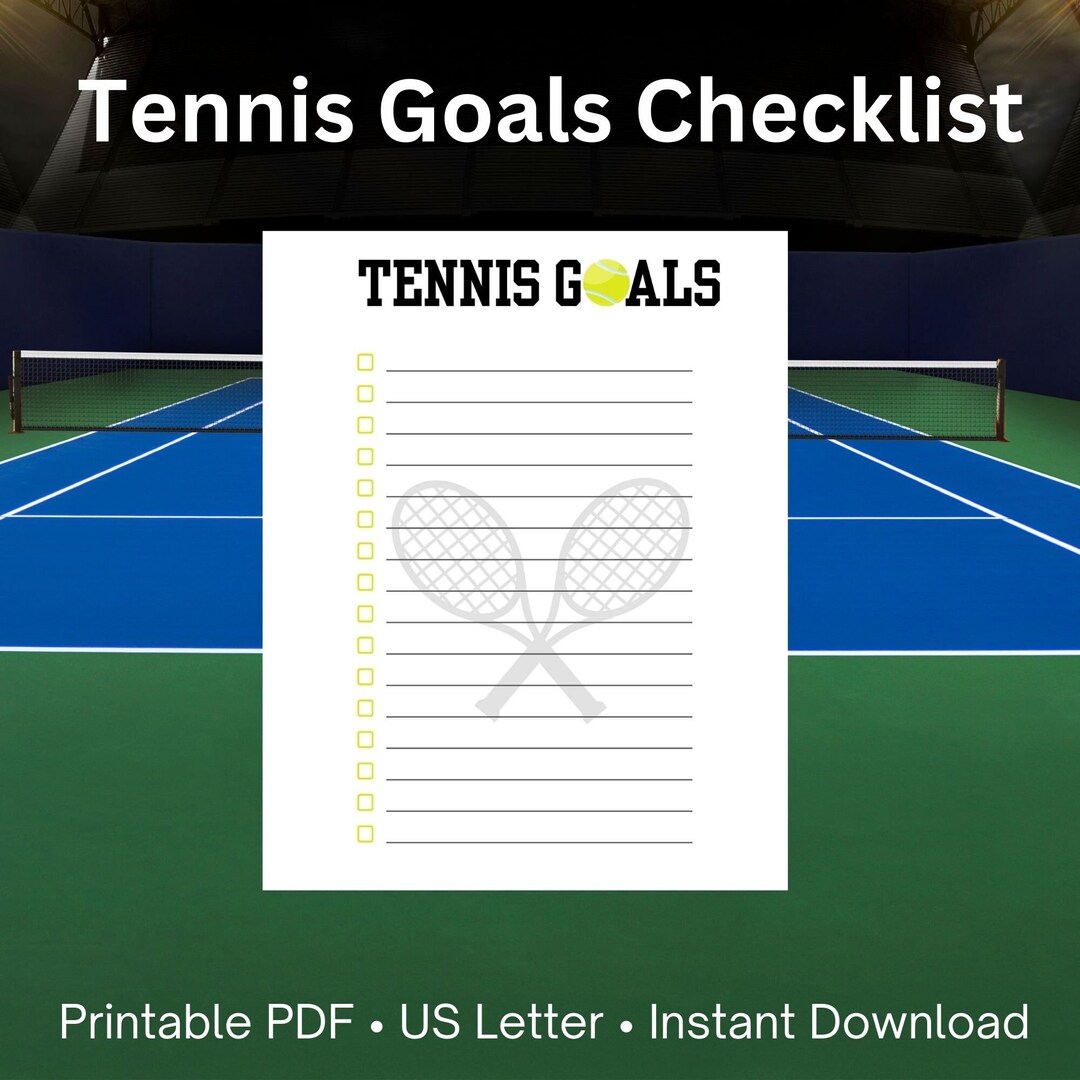 Tennis Goals Checklist Printable to Do List Kids Tennis Gift - Etsy