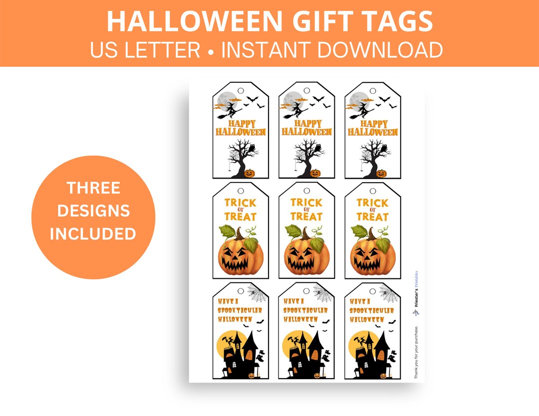 Printable Halloween Treat Bag Tag Bundle Trick or Treat Bag Tag Spooky ...