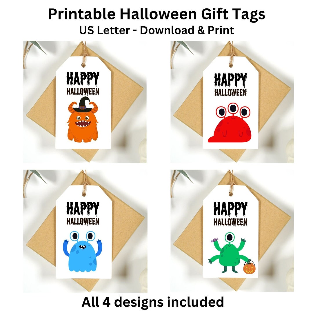 Printable Halloween Kids Treat Bag Tag Trick or Treat Bag Tag Halloween ...