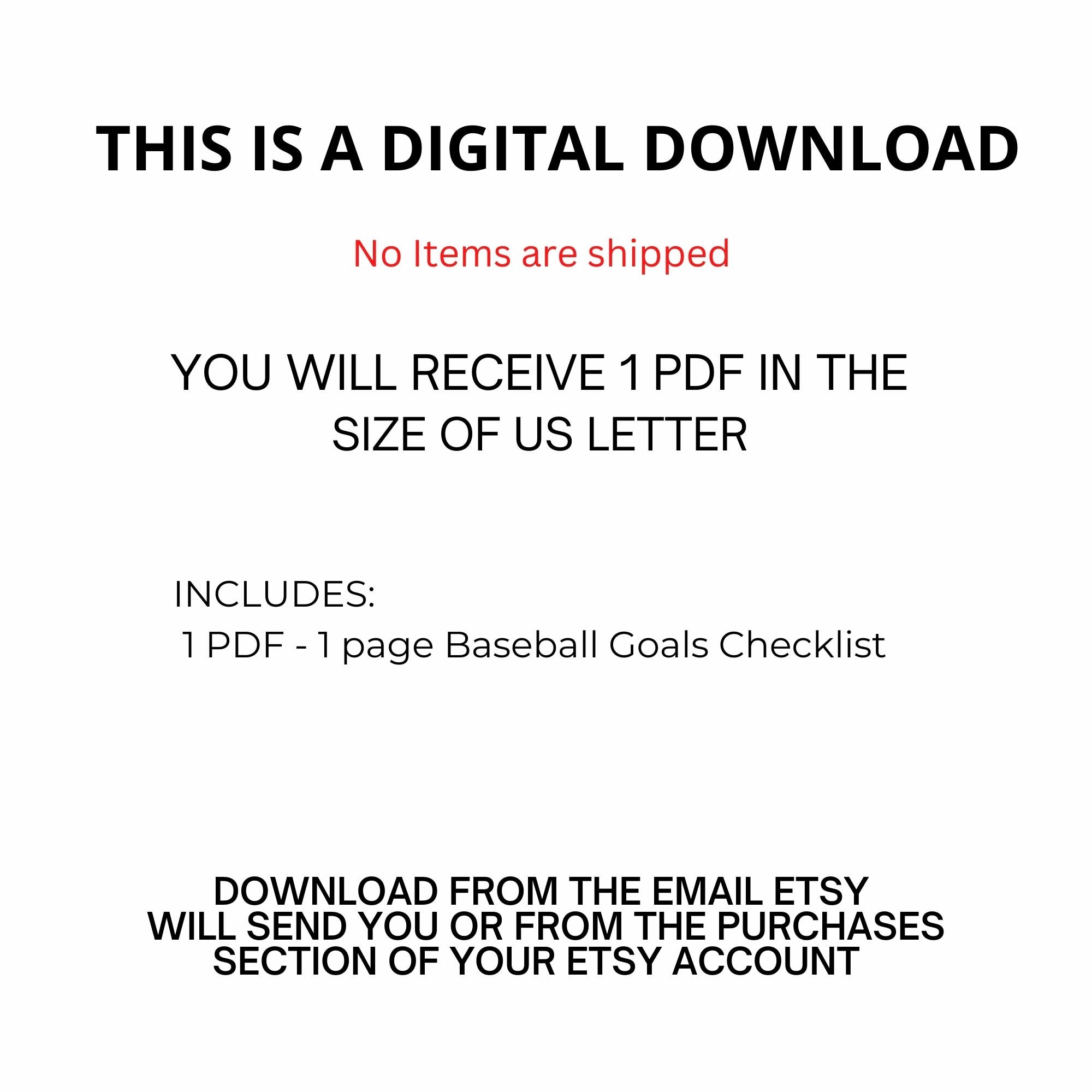 Baseball Goals Checklist Printable to Do List Kids Baseball - Etsy