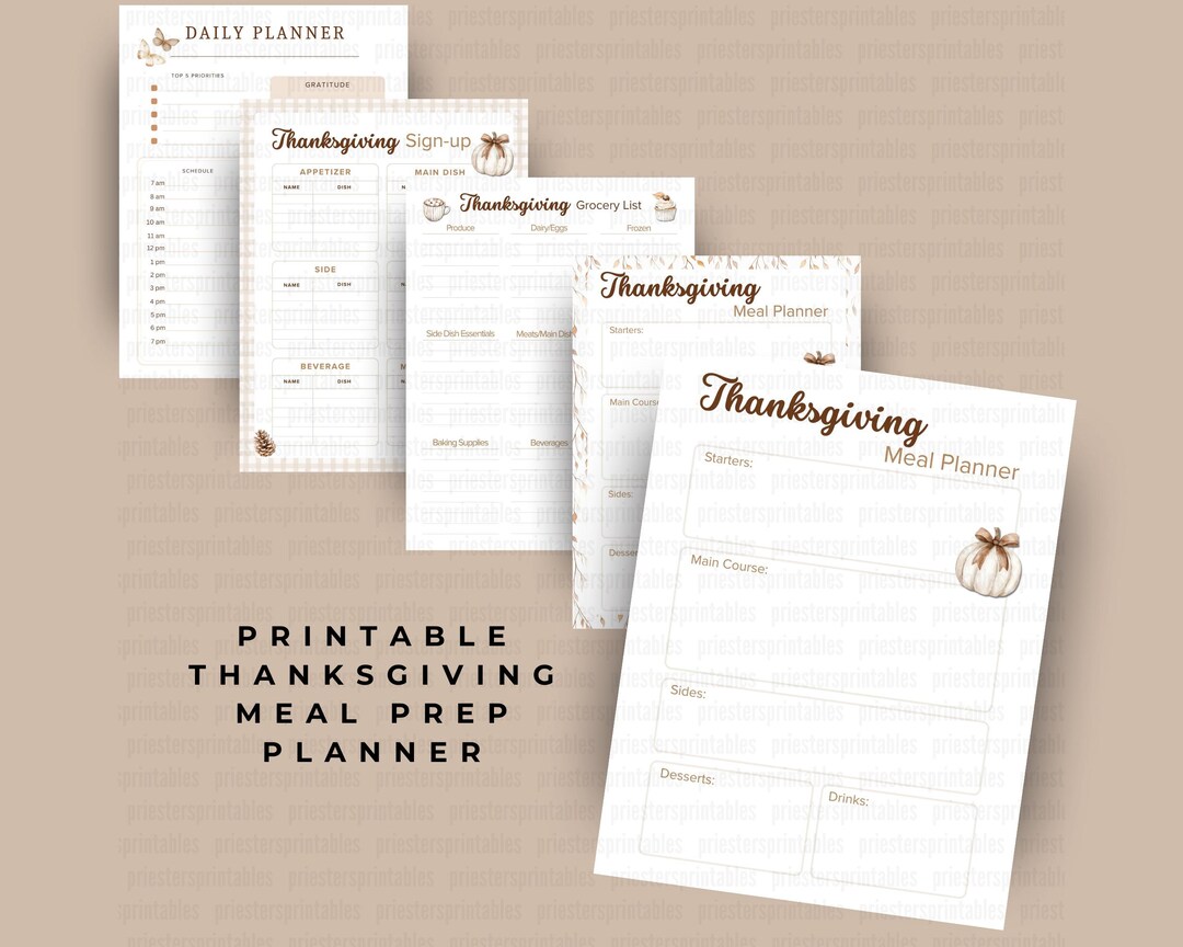 Printable Thanksgiving Meal Planning Bundle Thanksgiving Potluck Sign ...