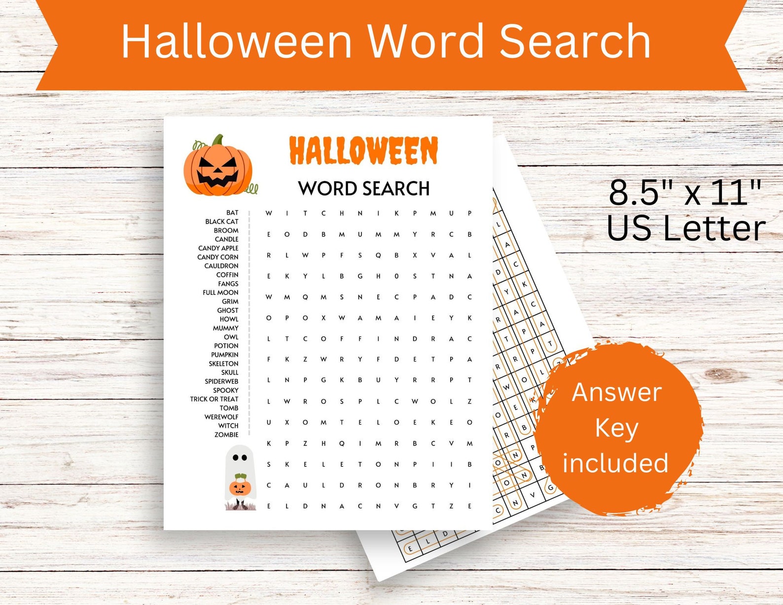 Halloween Word Search Game With Answer Key Halloween Word Search Fun ...