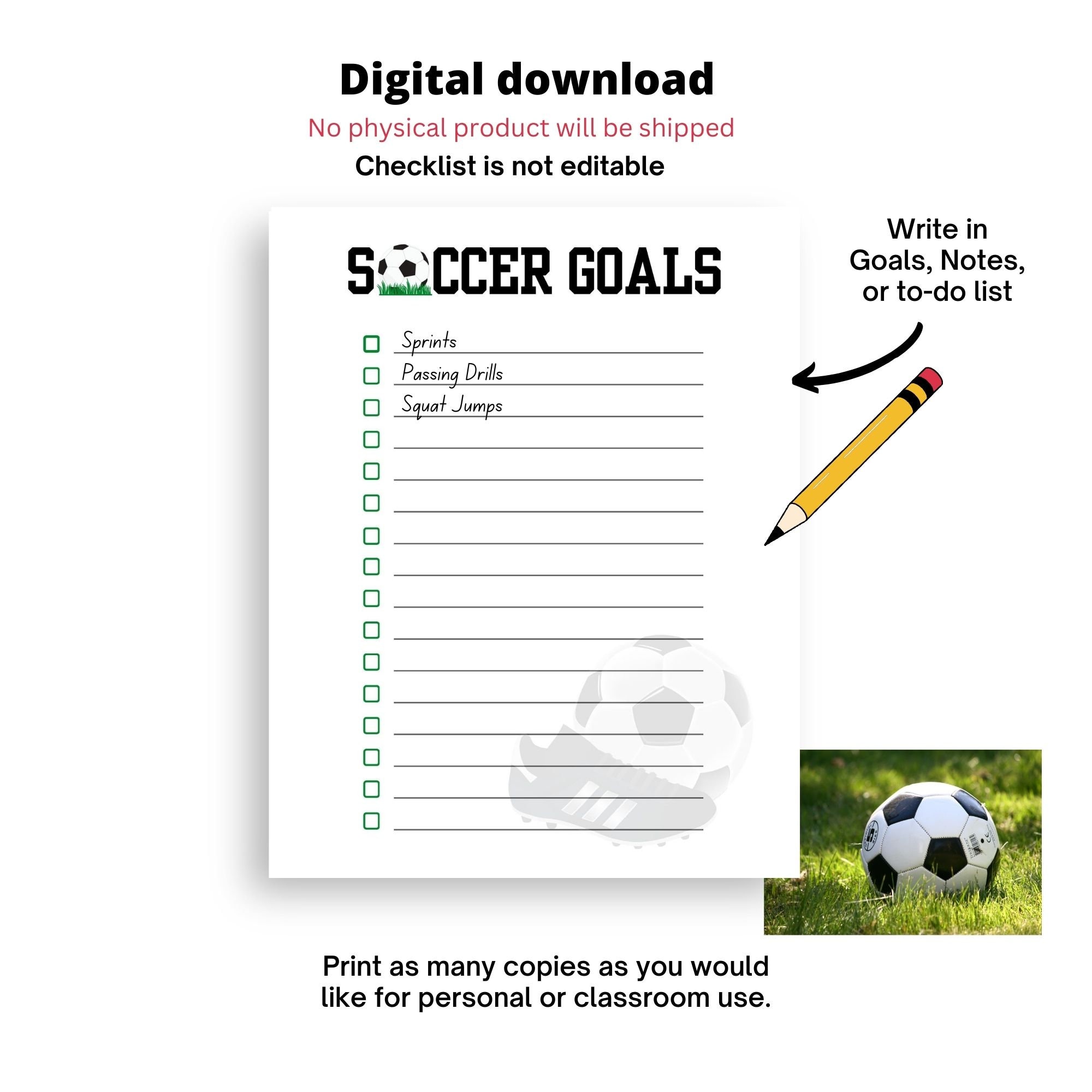 Sports Goals Checklist Printable to Do List Kids Sports Gift for Him ...