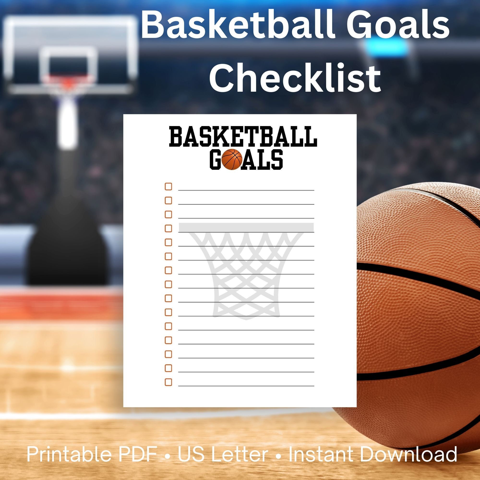 Basketball Goals Checklist Printable to Do List Kids Basketball Gift ...