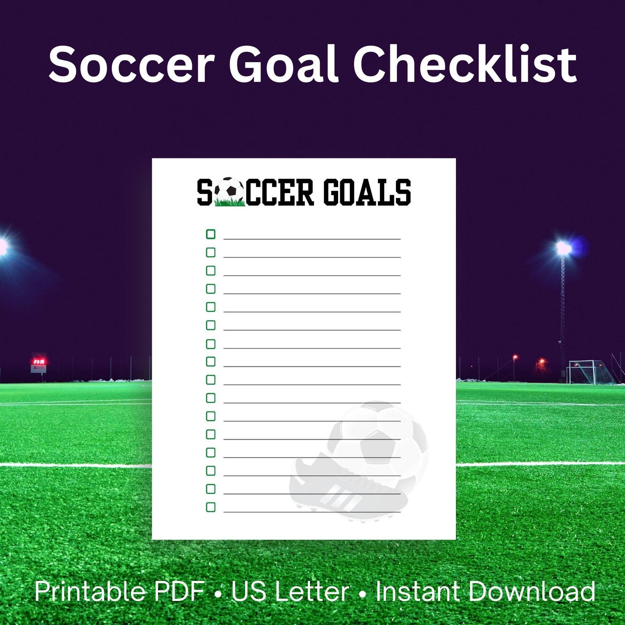 Soccer Goals Checklist Printable to Do List Kids Soccer Gift for Him ...