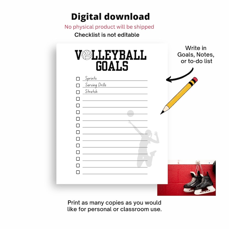 Volleyball Goals Checklist Printable to Do List Volleyball Gift for Mom ...