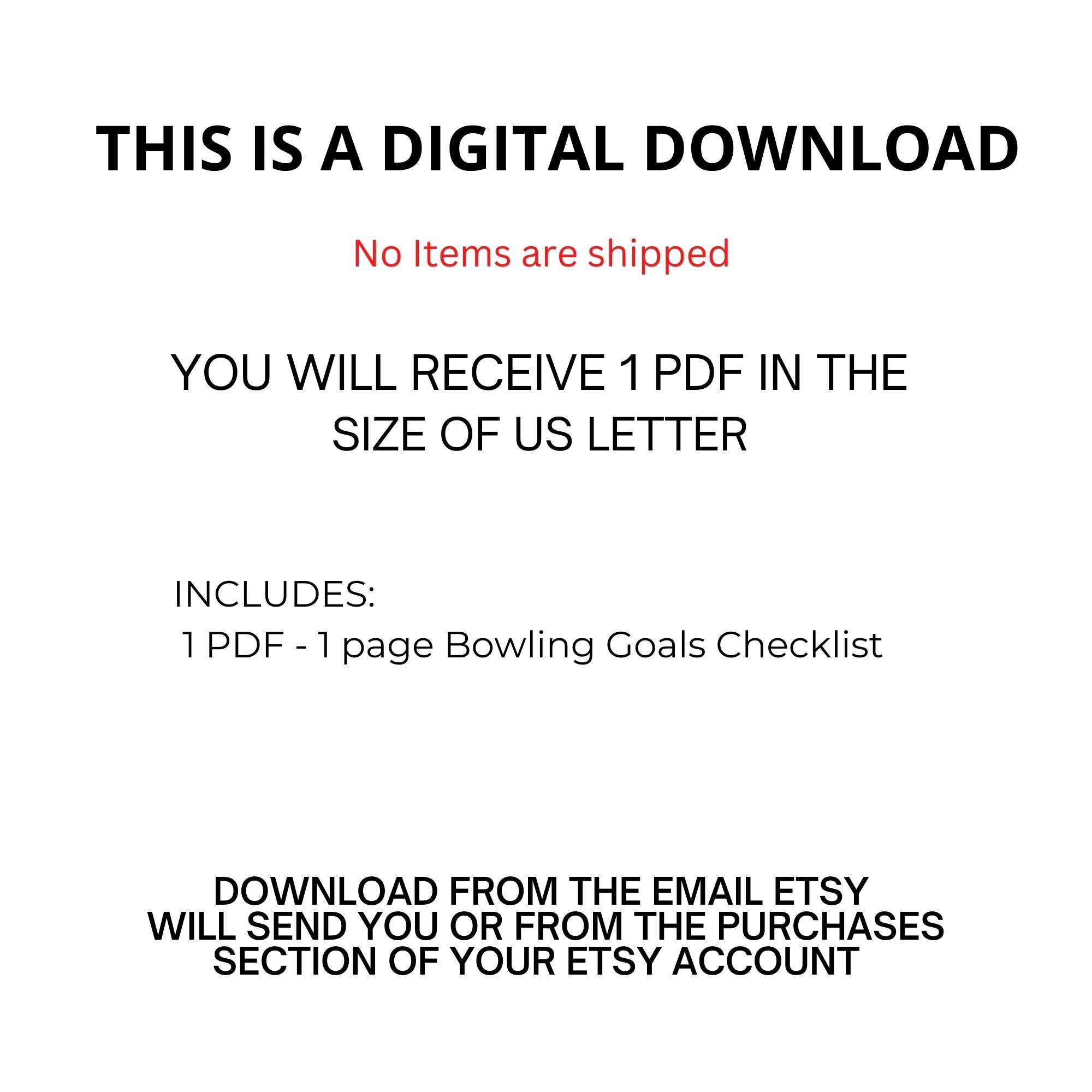 Bowling Goals Checklist Printable to Do List Sports Fan Gift Bowling ...